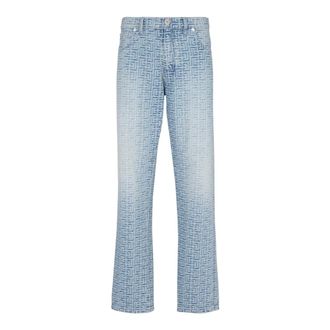 Balmain Monogrammierte Jacquard-Denim-Jeans - - Jeans - Herren - Blau - W34