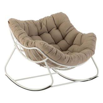 Hesperide Paopao Beige & Wei&szlig; Schaukel-Ei-Sessel - 96 x 84 x 109 cm - Rostfreier Stahl - Gartenm&ouml;bel f&uuml;r Terrasse, Balkon, Patio