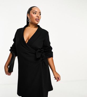 Pretty Lavish Curve Kurzes Blazer-Kleid in Schwarz-Rosa