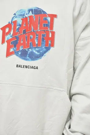 Balenciaga Cotton Vintage-Effect Hoodie with Patch Pocket Balenciaga