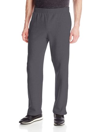 Fruit Of The Loom Herren Fleece-Hose mit Taschen, offener Unterseite Trainingshose, Dunkelgrau meliert, Mittel