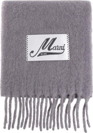 Marni Femme, Accessoires, Gris, Taille: ONE Size Fringed Scarf