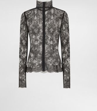 Dolce & Gabbana Oberteil Mit Hohem Kragen Aus Floraler Spitze - Frau Blusen Und Tops Mehrfarbig 48