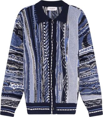 Laneus Jacquard-Strickjacke - - Knitwear - Herren - Blau - M
