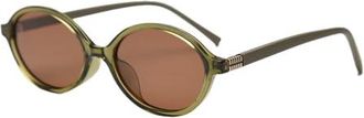 Generic Petites lunettes de soleil rondes polarisées ovales pour hommes rétro vintage acétate homme, Vert olive marron, Taille unique