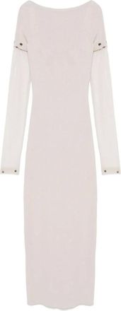 Sportmax Haut en maille c&ocirc;tel&eacute;e &agrave; manches courtes avec d&eacute;tails d&eacute;chir&eacute;s - Femme - Robes - Gris - Taille: 38 FR