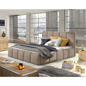 Best Mobilier Bestmobilier - Lucea - lit coffre - 160x200 - sommier inclus - en velours - taupe