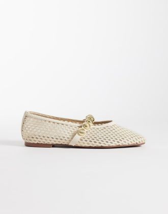 River Island Ballerines effet crochet&eacute; avec d&eacute;tail dor&eacute; - Cr&egrave;me-Blanc