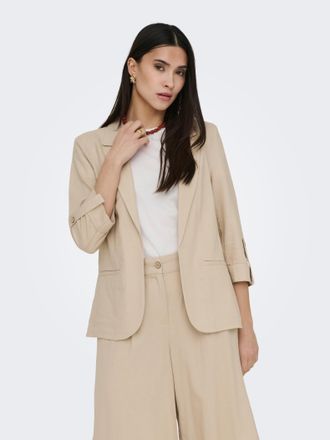Only Kurzblazer ONLY ONLGOA 3/4 UNLINE LINEN BL BLAZER CC TLR, Damen, Gr. 36, oxford tan, Web, Obermaterial: 70% Viskose, 30% Leinen, unifarben, loose fit 