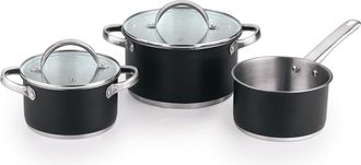 San Ignacio 5-teiliges K&uuml;chenset (2 Kasserolle mit Deckel + Stieltopf), Edelstahl, HTR IND RONDA SG