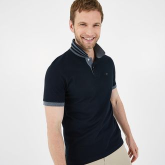 Eden Park Polo Noir En Coton Pima Avec D&eacute;tails Contrast&eacute;s Old Ref Pp