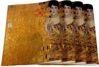 Fabulous Tischsets aus Leinen - Gemälde Gustav Klimt Portrait von Adèle Bloch Bauer I Art Vintage Original Gold Gold - Großes Format 40 x 28,5 cm