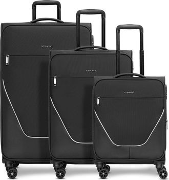 Stratic Koffer-Set 3-teilig für Damen und Herren | Reise-Trolleys 51 x 31 x 76 cm aus hochwertigem, flexiblem Polyester Material | Erweiterbar & Teleskopgriff
