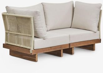 Sklum 2-teilige modulare Gartensofa mit 2 Ecksesseln aus Akazienholz Dailin Akazie Braun