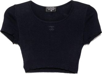 Chanel t-shirt à coupe crop (1995) - Bleu