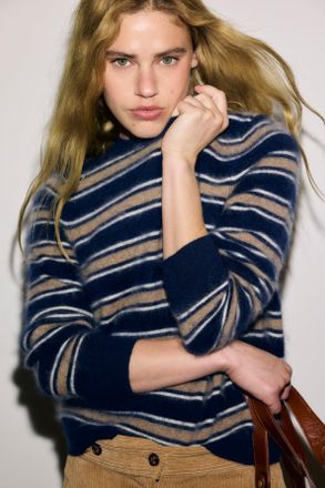 Gerard Darel Pull &agrave; rayures en laine bross&eacute;e - RIMA - Camel