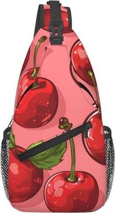 Generic Sacoche Tactique Motif de cerise L&eacute;ger Sling Sac &agrave; Bandouli&egrave;re Antivol Crossbody Bag pour Femme Cyclisme Camping
