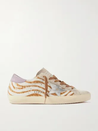 Golden Goose Super-star Sneakers Aus Kalbshaar Mit Zebraprint Und Besätzen Aus Metallic-leder Und Veloursleder In Distressed-optik - Animal-Print