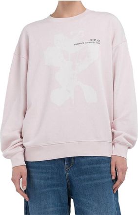 Replay Damen Sweatshirt Oversized, Rosa (Powder Pink 565), S