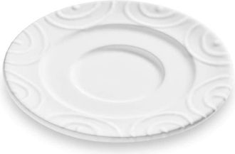 Gmundner Keramik Unterteller Kaffee Gourmet Durchmesser : 16 cm Weißgeflammt Geschirr, handgemacht in Österreich