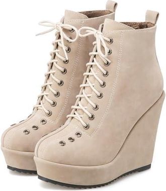 Generic Bottines dhiver pour femme - Bout rond - Talon compens&eacute; - Pour les occasions d&eacute;contract&eacute;es et les f&ecirc;tes au quotidien, beige, 40.5 EU