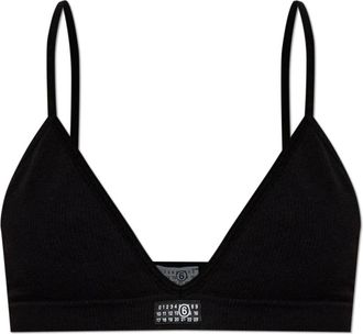 Maison Margiela Femme, Sous-v&ecirc;tements, Noir, Taille: 38/40 FR Label Ribbed Bra