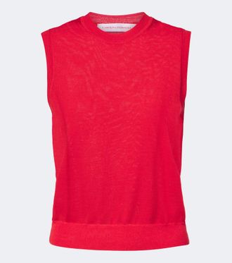 Carolina Herrera Pull sans manches en laine et soie m&eacute;lang&eacute;es