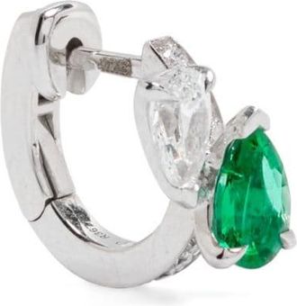 Repossi Einzelner 18kt Serti sur Vide Weißgoldohrring mit Diamanten und Smaragd