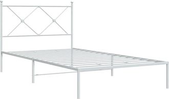vidaXL Cadre de lit métal sans matelas et tête de lit blanc 100x200 cm Vidaxl