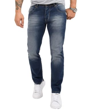 Rock Creek Herren Jeans Regular Fit Stretch Jeans Männerhose Herrenjeans Denim Hosen Herrenhose Straight Cut Stonewashed RC-2343 Blau W32 L30