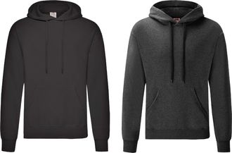 Fruit Of The Loom Kapuzen-Sweatshirt Hooded Sweat 2XL,2er Schwarz/DarkHeather