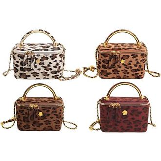 Generic Sac &agrave; bandouli&egrave;re en daim synth&eacute;tique imprim&eacute; l&eacute;opard avec poign&eacute;e pour femme (beige)