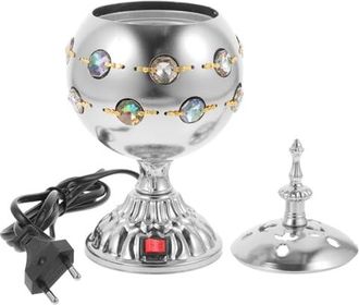Cabilock Br&ucirc;leur Dar&ocirc;mes &Eacute;lectrique Compact en Fer Argent&eacute;, Style Arabe, Po&ecirc;le &agrave; Parfum pour D&eacute;coration Int&eacute;rieure Zen, Compatible Secteur Ac220, Ornement Apai