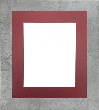 Frames by Post Metro Bilderrahmen Mineralgrau mit rotem Passepartout 50x40 Bildgröße 40x30 cm Kunststoffglas