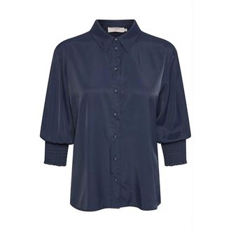 Cream Feminine Bluse mit Smock-Manschetten - - Blouses & Shirts - Damen - Blau - 3XL