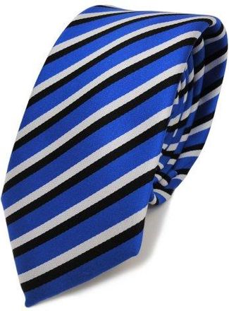 TigerTie &eacute;troit Designer cravate - bleu ultramarin blanc noir ray&eacute;