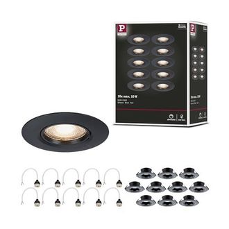 Paulmann 92120 Spots encastrés kit de 10 fixe rond 90 mm GU10 max. 10x10W 230 V Noir Luminaire encastré - luminaire sans ampoule