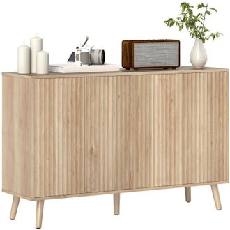 HOMCOM Buffet salon - HOMCOM - 4 portes cannel&eacute;s &agrave; ouverture par pression, &eacute;tag&egrave;res r&eacute;glables - style scandinave - 120 x 35 x 77,5 cm ch&ecirc;ne