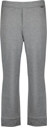 Moncler Homme, Pantalons, Gris, Taille: M Leather Logo Cotton Blend Pantalons de surv&ecirc;tement
