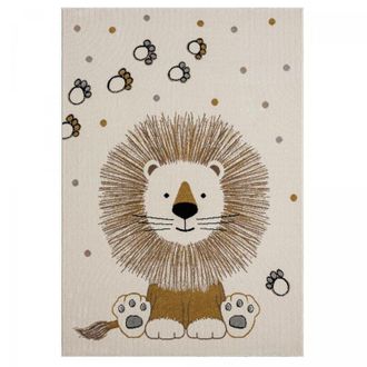Dezenco Dezenco - Tapis enfant tissé 200x290 crème rectangle motif animaux sweetlion