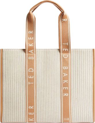 Ted Baker Hayllee Striped Canvas Large Icon Bag Camel