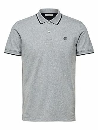 Selected Selected Homme NOS Slhnewseason SS Polo W Noos, Medium Grey Mélange
