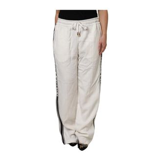 Dolce & Gabbana Femme, Pantalons, Blanc, Taille: 44 FR Jogger Pantalons de survêtement Blancs avec Cordon de Serrage