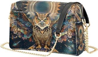 Mnsruu Sacs à bandoulière pour femme, style tatouage traditionnel, hiboux, sacs à main en cuir