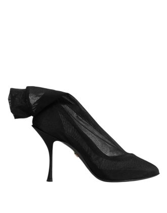 Dolce & Gabbana Schwarze Seiden-Stretch-Mesh-Strumpfstiefel Schuhe