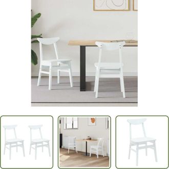 vidaXL Gummibaum - Esszimmerst&uuml;hle 2 pcs Wei&szlig; 42 x 47.5 x 81 cm Massives Gummiholz