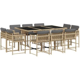 vidaXL Vidaxl - Ensemble &agrave; manger de jardin et coussins 11 pcs m&eacute;lange beige