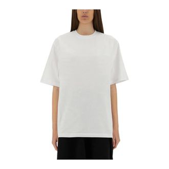 Msgm Msgm, Femme, Tops, Blanc, Taille: 38 FR T-shirt oversize &agrave; motif en jersey de coton
