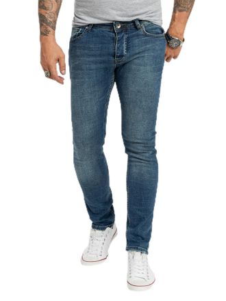 Rock Creek Designer Herren Jeans Hose Stretch Jeanshose Basic Slim Fit Jeans Hosen Denim Used Look Destroyed Herrenhose Elegant RC-2164 Blau W29 L30