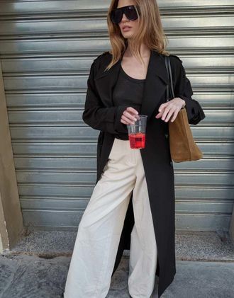NA-KD trench-coat long noir
